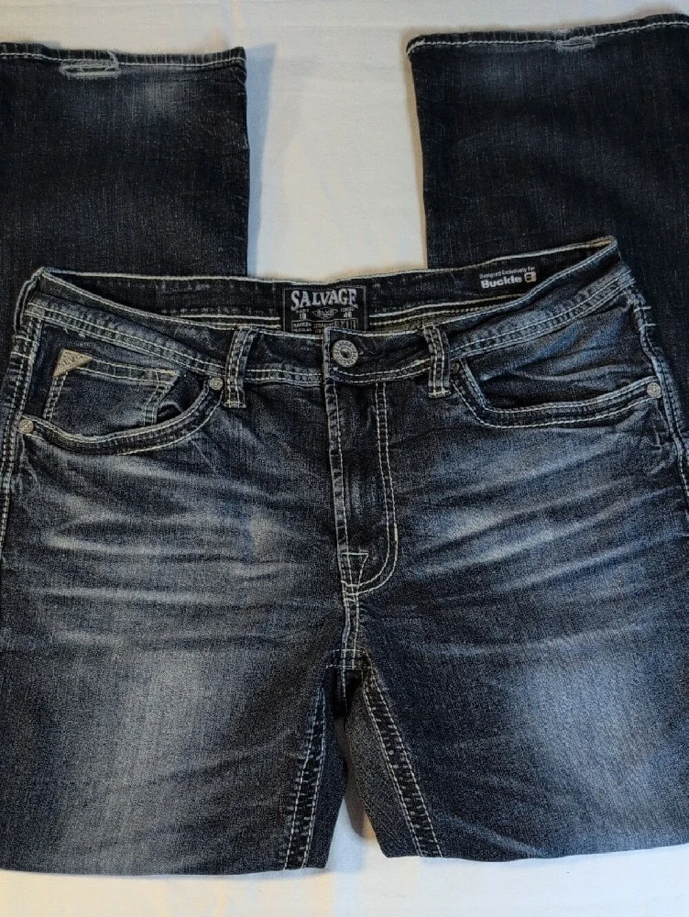 Salvage | Jeans | Salvage Mens Indigo Slim Straight Jeans With White ...